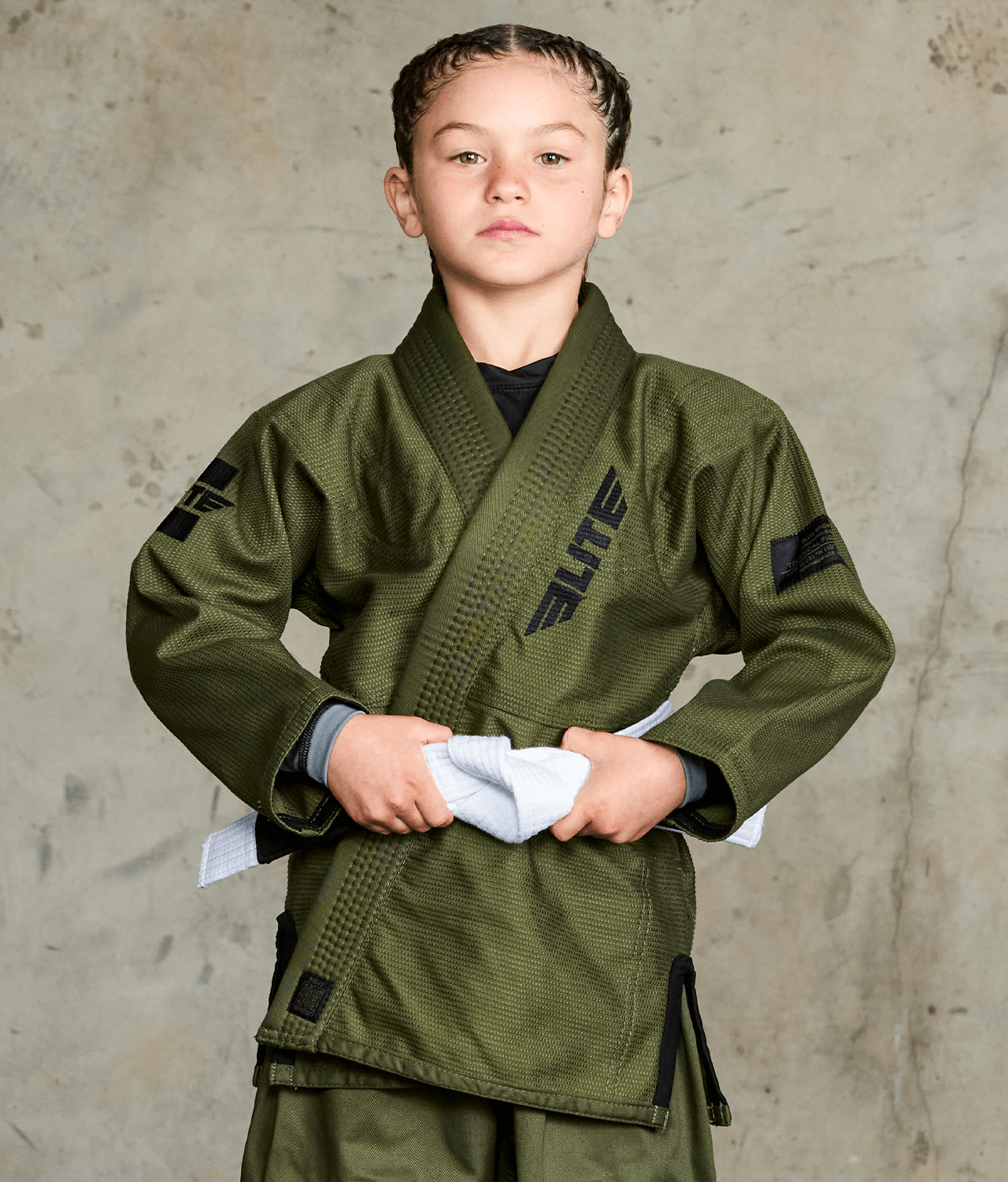 Elite Core Green Kids BJJ Gi w Free Belt Preshrunk Jiu Jitsu Gi