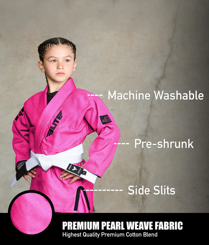 Elite Sports Core Preshrunk Pink Kids Brazilian Jiu Jitsu BJJ Gi With ...
