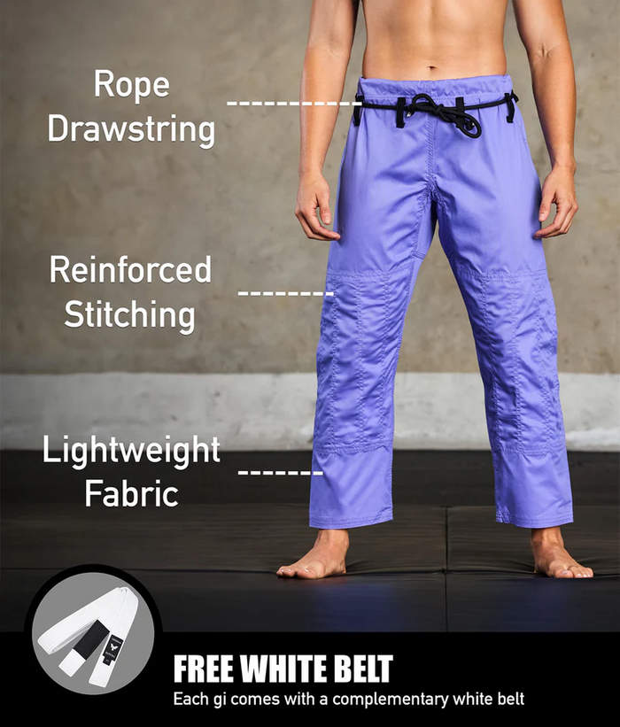 Elite Core Purple Womens BJJ Gi w/ Free Belt, Preshrunk Jiu Jitsu Gi