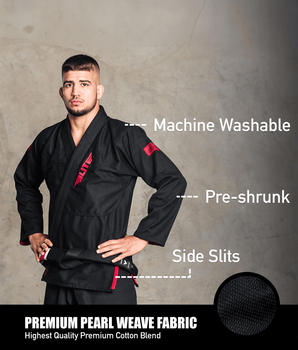 Elite Core Black Adults BJJ Gi w/ Free Belt, (Pack of 3) Jiu Jitsu Gi