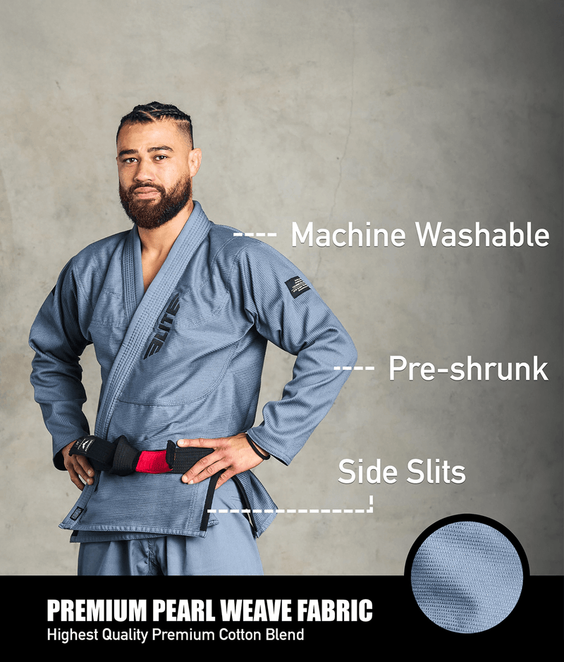 Elite Core Gray Mens BJJ Gi w/ Free Belt, Preshrunk Jiu Jitsu Gi