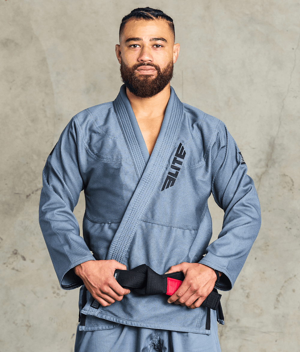 Elite Core Gray Mens BJJ Gi w/ Free Belt, Preshrunk Jiu Jitsu Gi