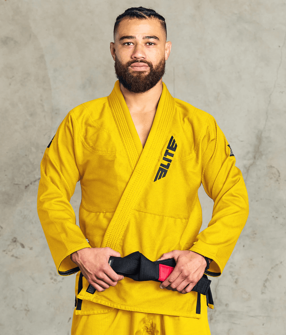 Elite Core Yellow Adults BJJ Gi w/ Free Belt, Preshrunk Jiu Jitsu Gi