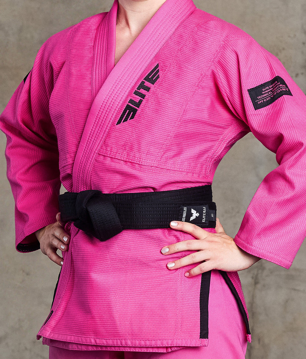 Elite Core Pink Womens BJJ Gi w/ Free Belt, Preshrunk Jiu Jitsu Gi