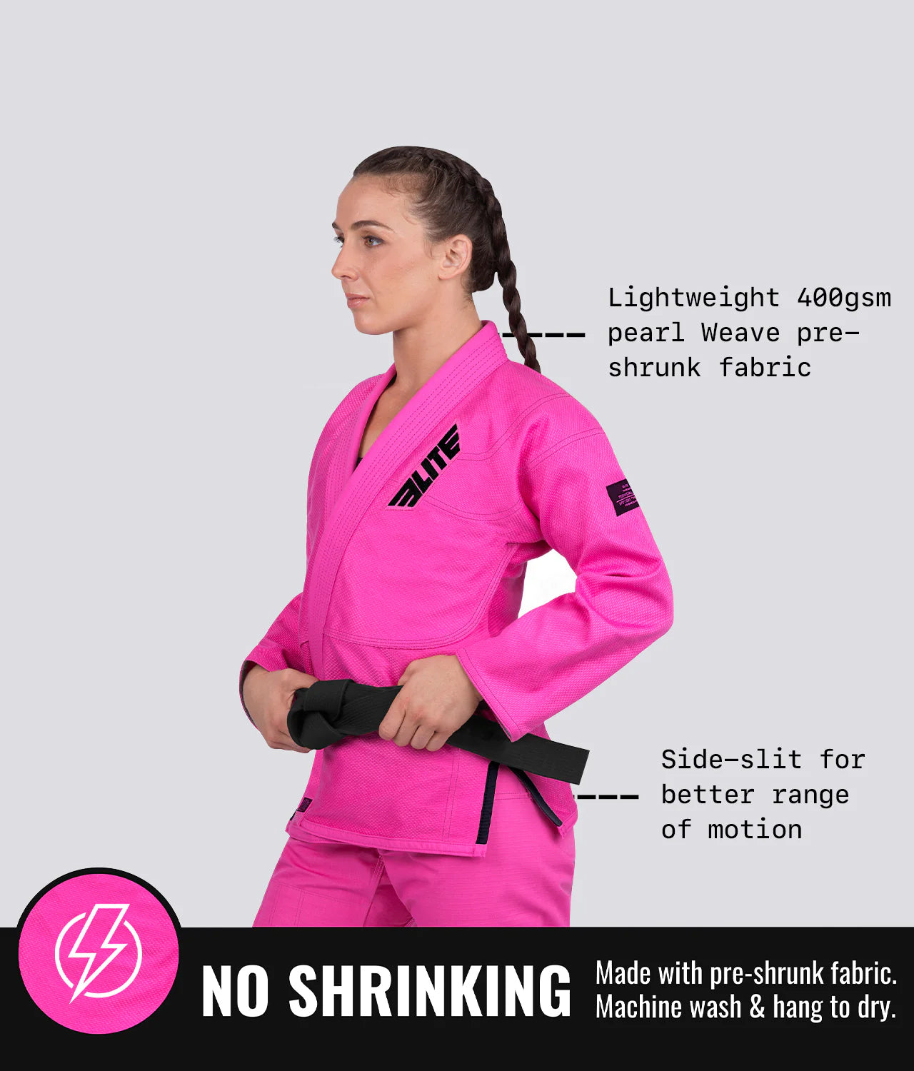 Elite Sports Lightweight Preshrunk Pink Women Brazilian Jiu Jitsu BJJ ...