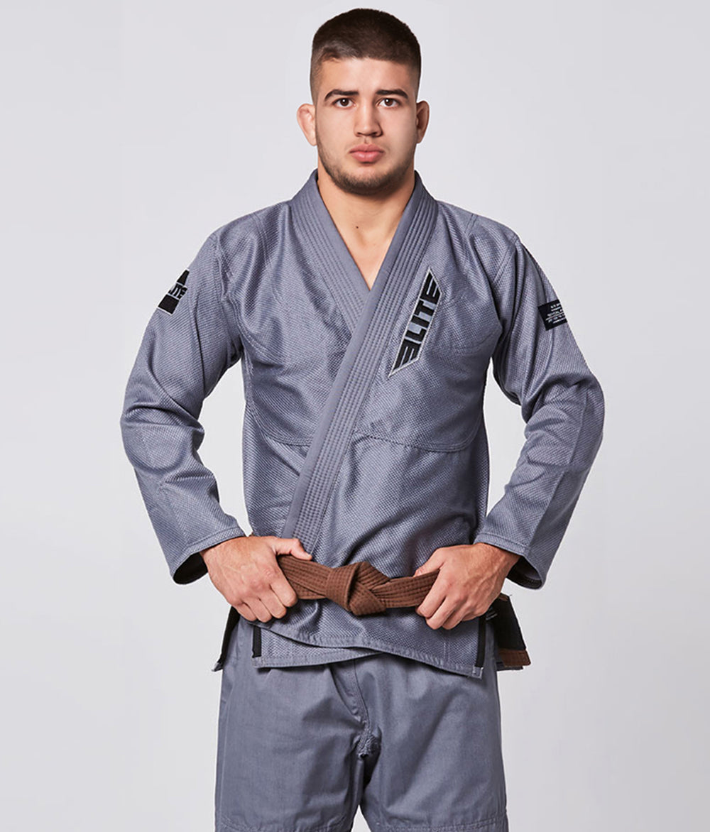 Elite Core Gray Mens BJJ Gi, Preshrunk Jiu Jitsu Gi with Free Belt ...