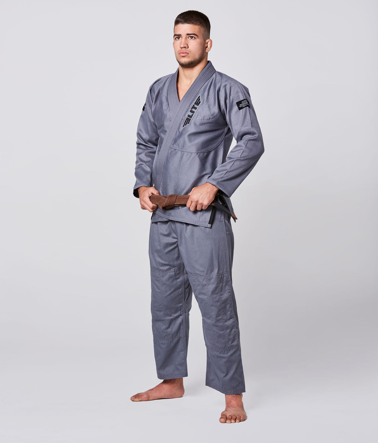 Elite Core Gray Mens BJJ Gi, Preshrunk Jiu Jitsu Gi with Free Belt ...