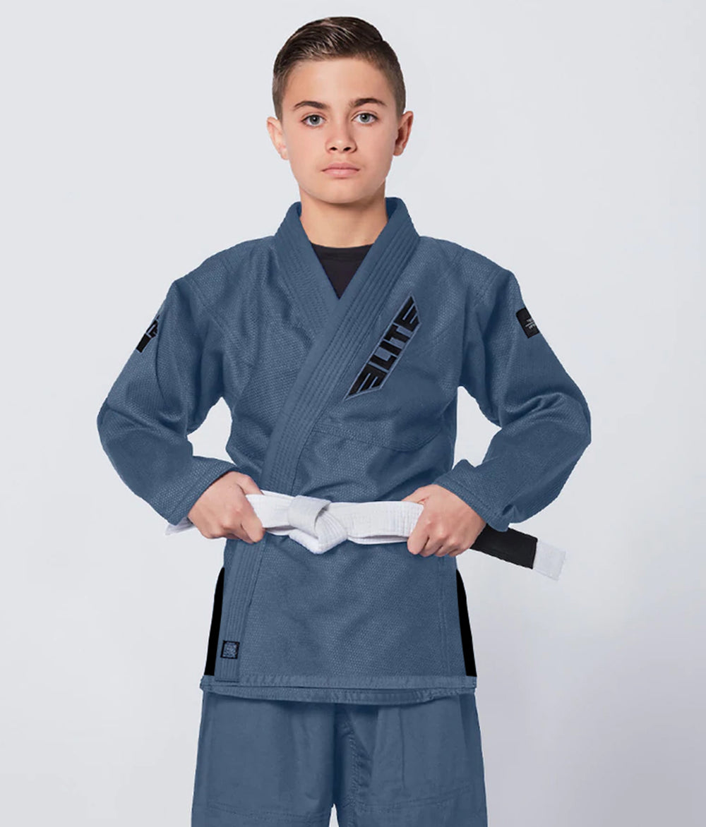Elite Core Gray Kids BJJ Gi, Preshrunk Jiu Jitsu Gi with Free Belt ...