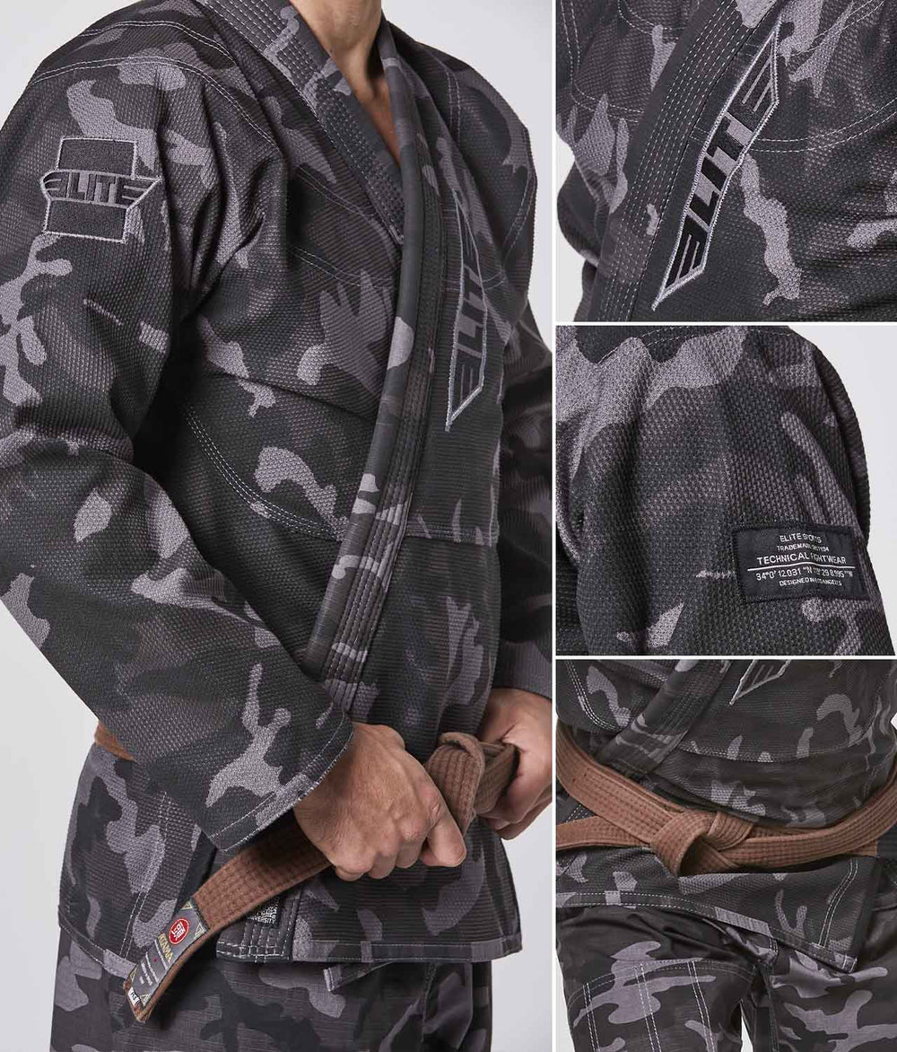 Elite Core Gray Camo Adults BJJ Gi, Preshrunk Jiu Jitsu Gi with Free ...