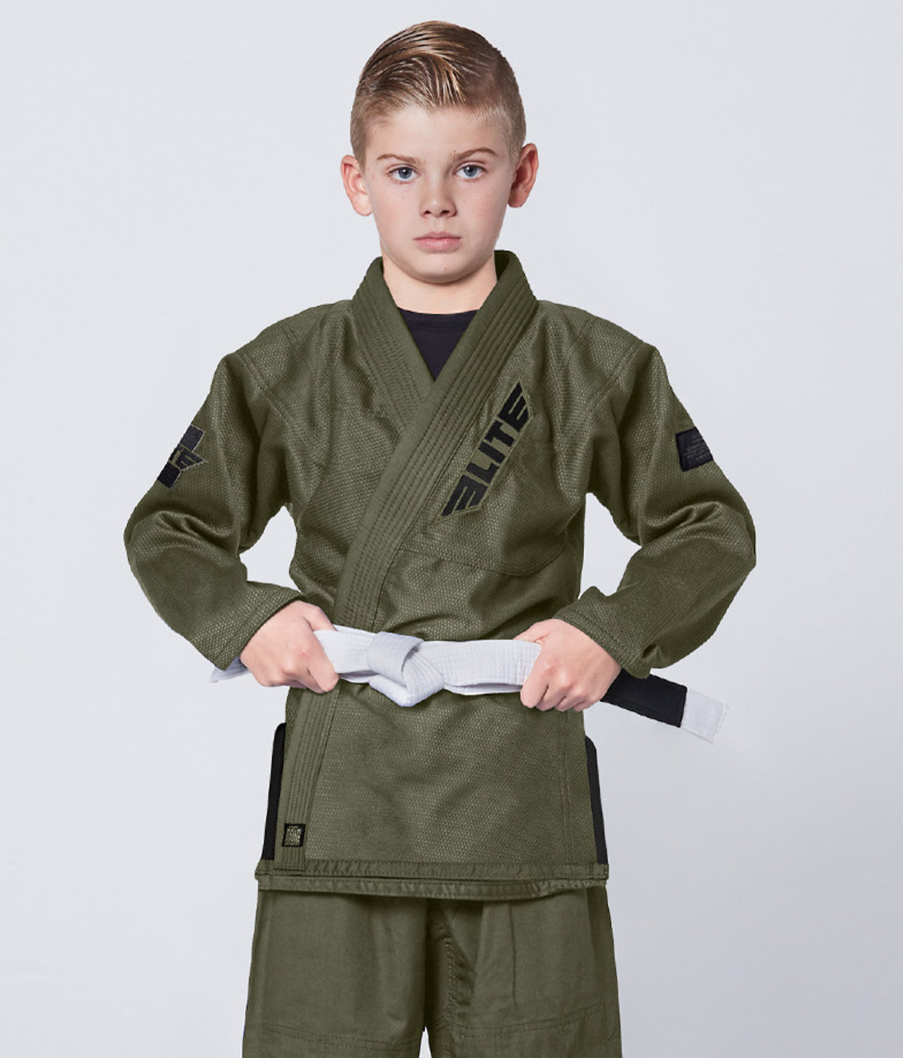 Elite Core Green Kids BJJ Gi, Preshrunk Jiu Jitsu Gi with Free Belt ...