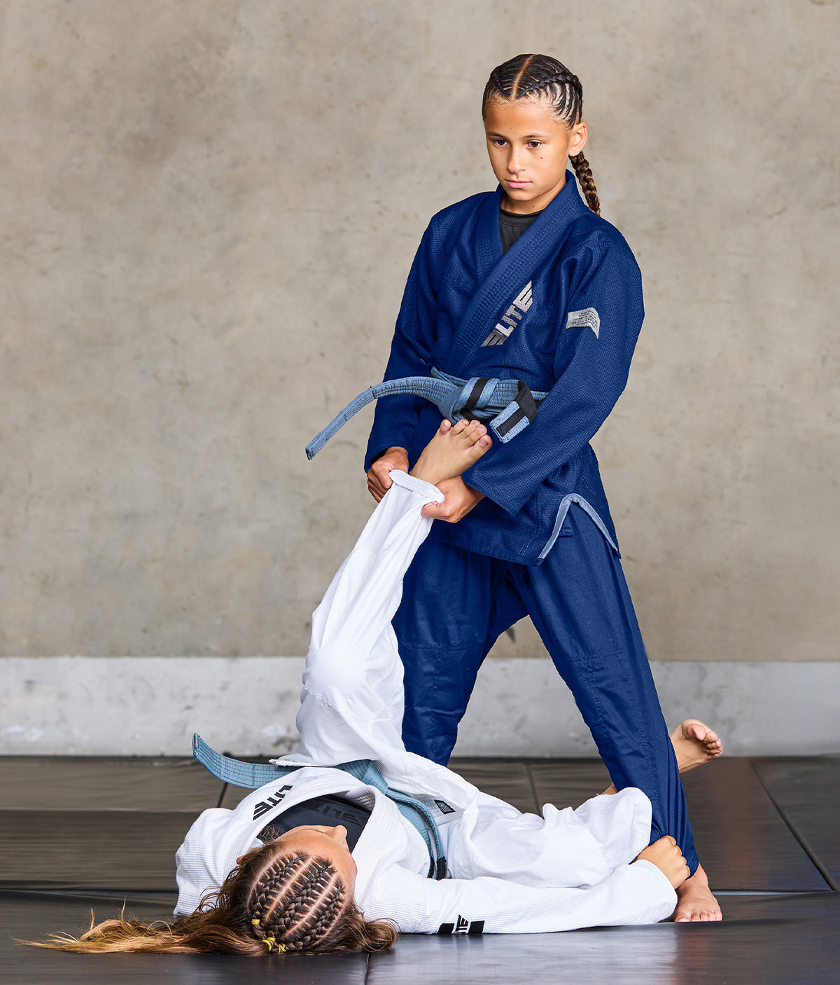 Elite Core Navy Kids BJJ Gi w/ Free Belt, Preshrunk Jiu Jitsu Gi