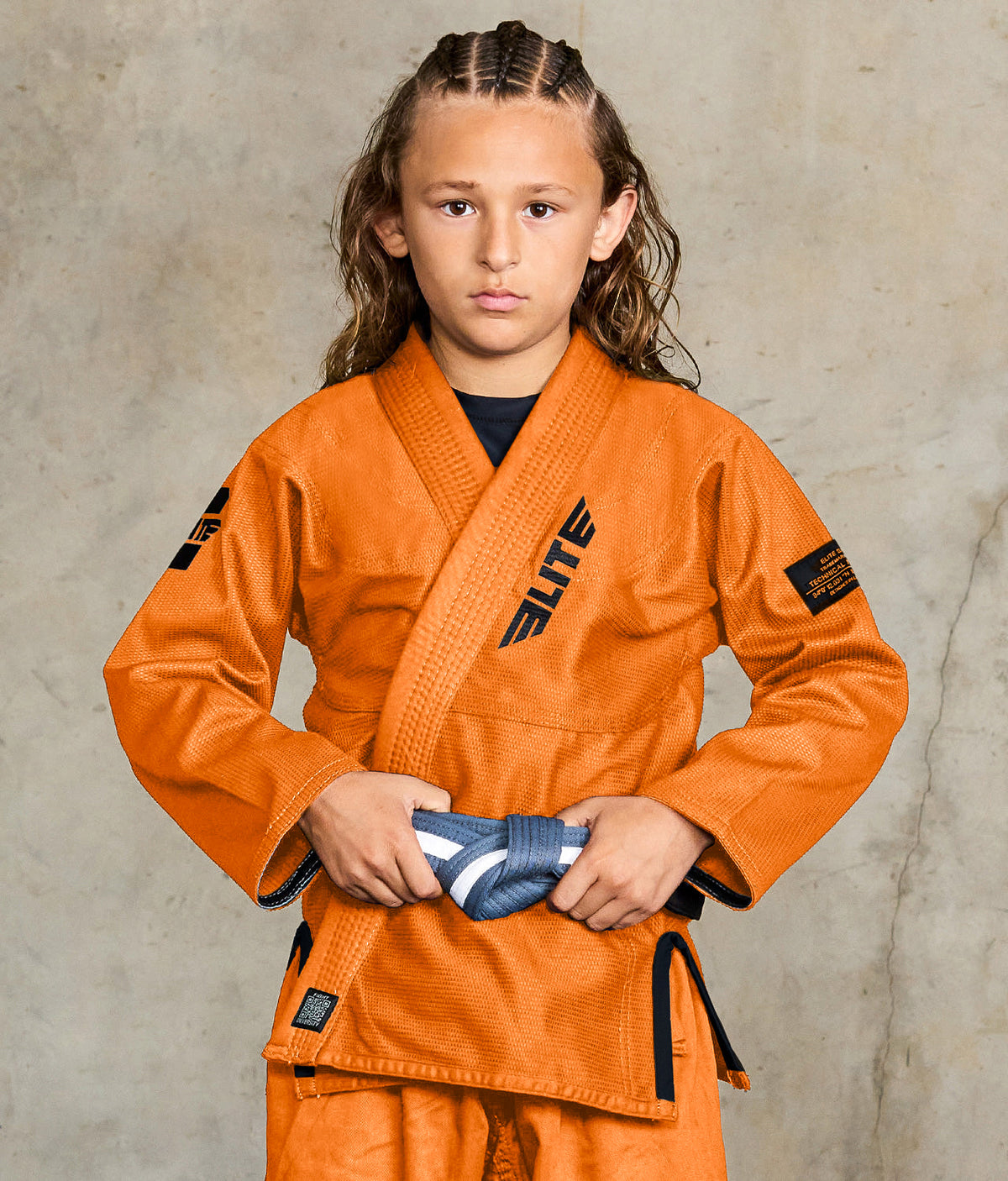 Elite Sports Core Orange Kids BJJ Gi w/ Free Belt, Preshrunk Jiu Jitsu Gi