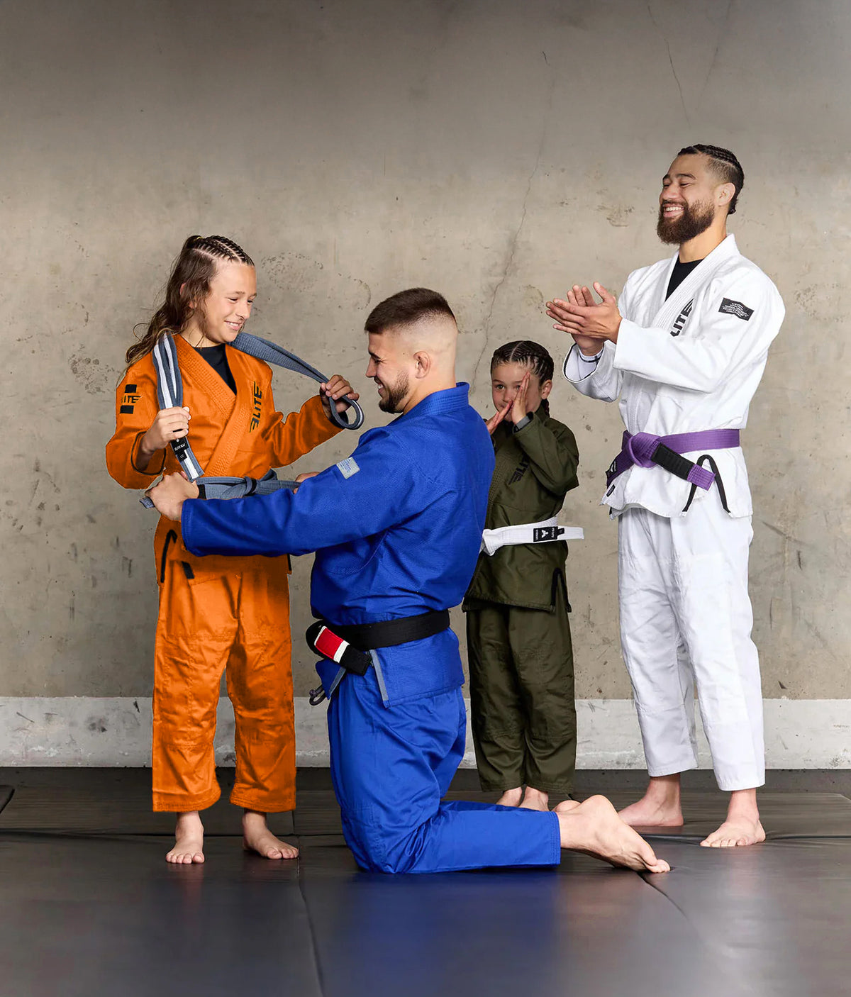 Elite Sports Core Orange Kids BJJ Gi w/ Free Belt, Preshrunk Jiu Jitsu Gi