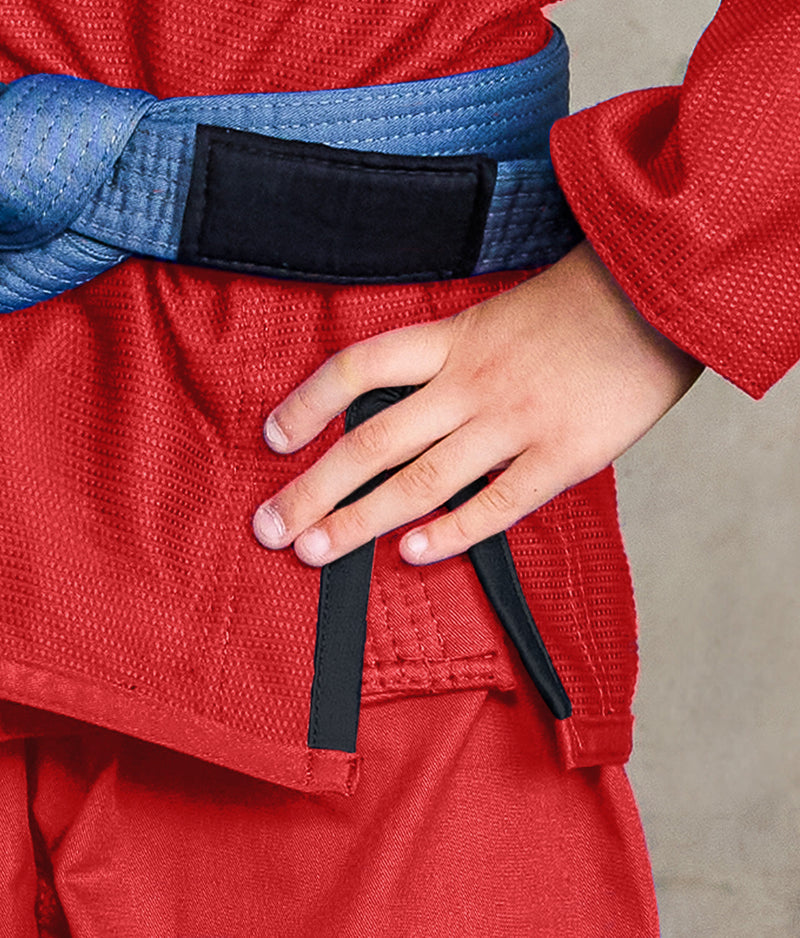 Elite Core Red Kids BJJ Gi w/ Free Belt, Preshrunk Jiu Jitsu Gi