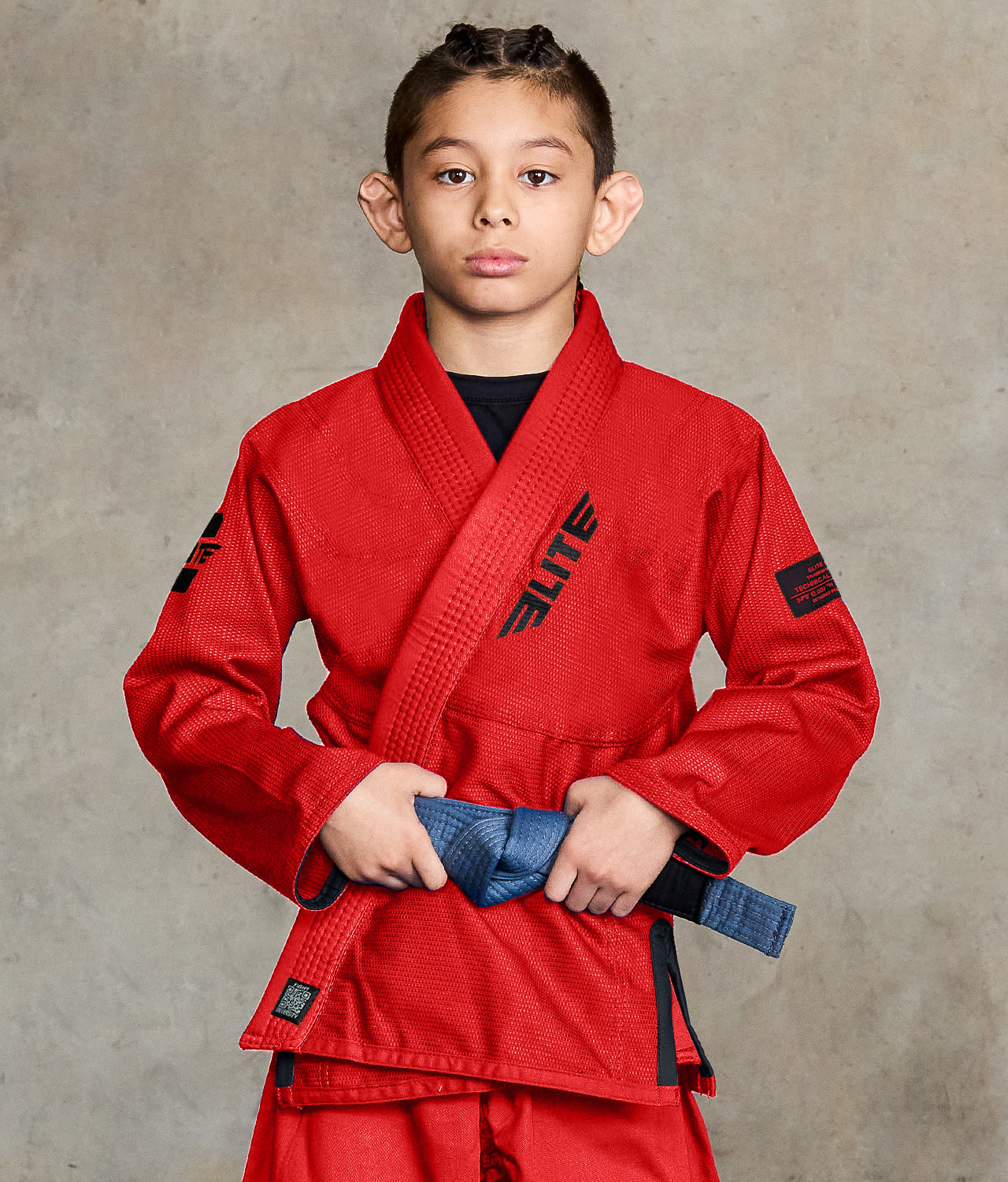 Elite Core Red Kids BJJ Gi w/ Free Belt, Preshrunk Jiu Jitsu Gi