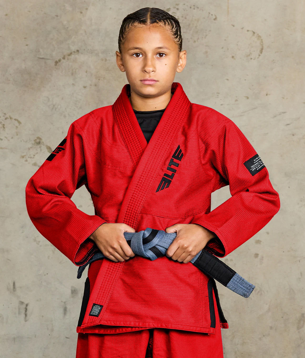 Elite Core Red Kids BJJ Gi w/ Free Belt, Preshrunk Jiu Jitsu Gi