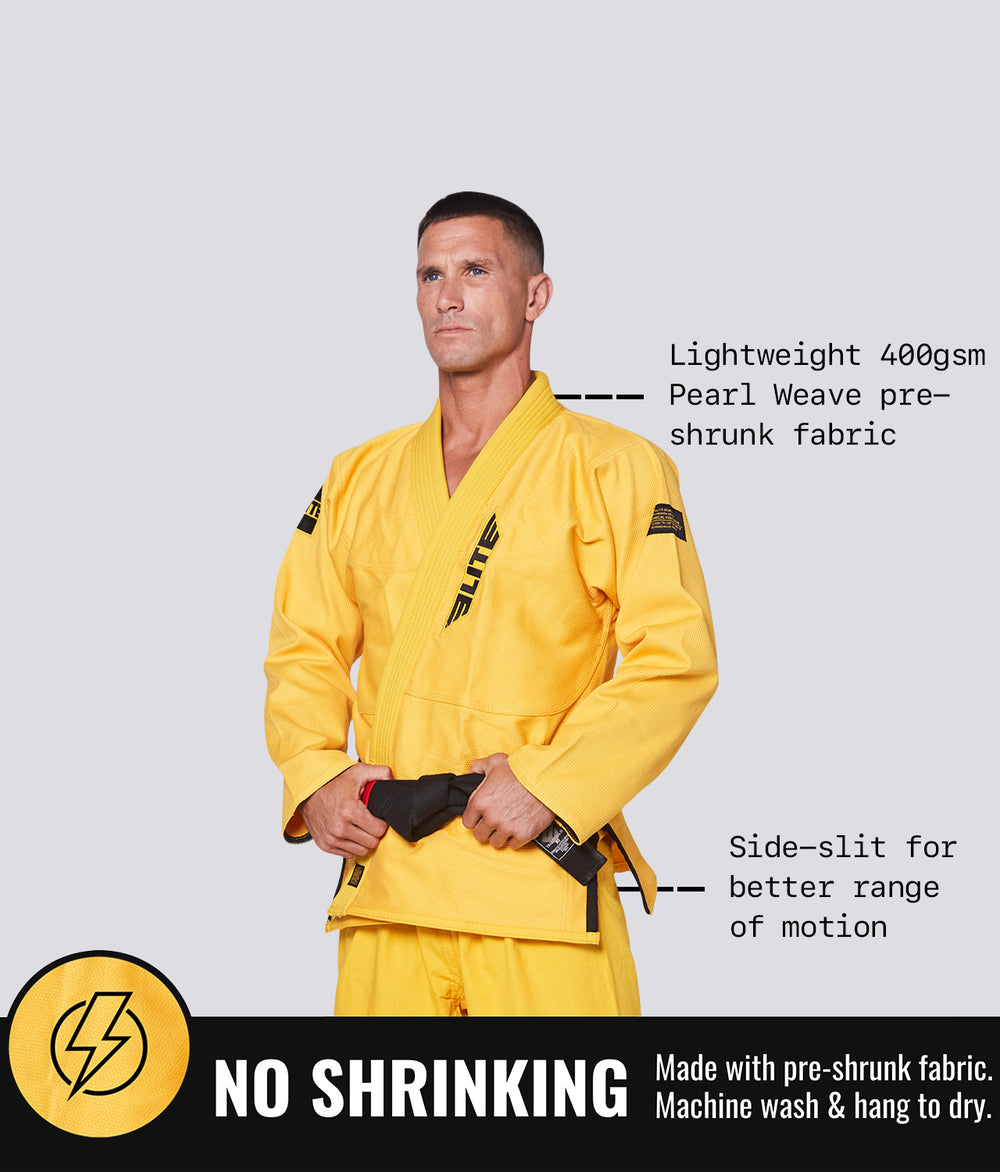 Elite Core Yellow Adults BJJ Gi, Preshrunk Jiu Jitsu Gi with Free Belt ...