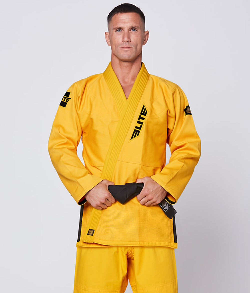 Elite Core Yellow Adults BJJ Gi, Preshrunk Jiu Jitsu Gi with Free Belt ...