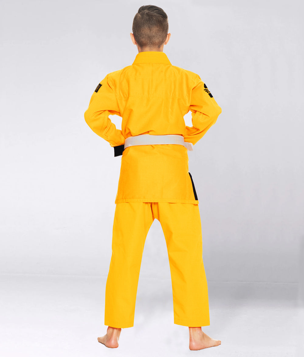 Elite Core Yellow Kids BJJ Gi, Preshrunk Jiu Jitsu Gi with Free Belt ...