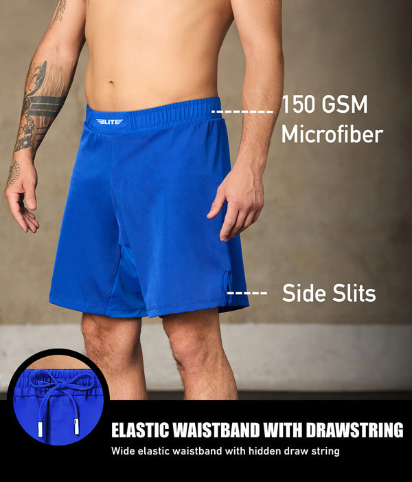 Elite Black Jack Series Blue Mens No Gi Jiu Jitsu Shorts - EliteSports