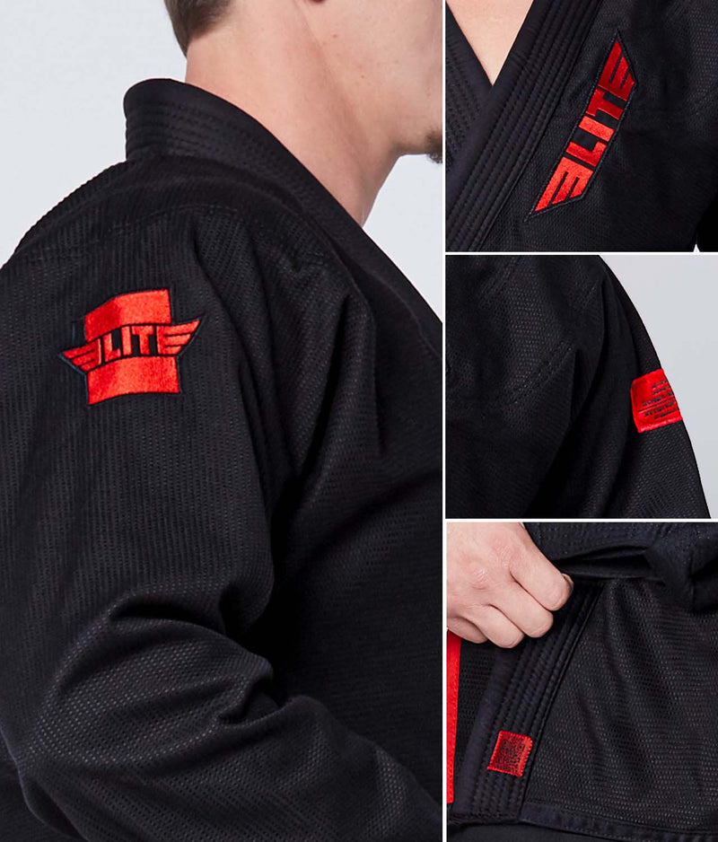 Elite Sports Core Preshrunk Black Adult Brazilian Jiu Jitsu BJJ Gi With ...