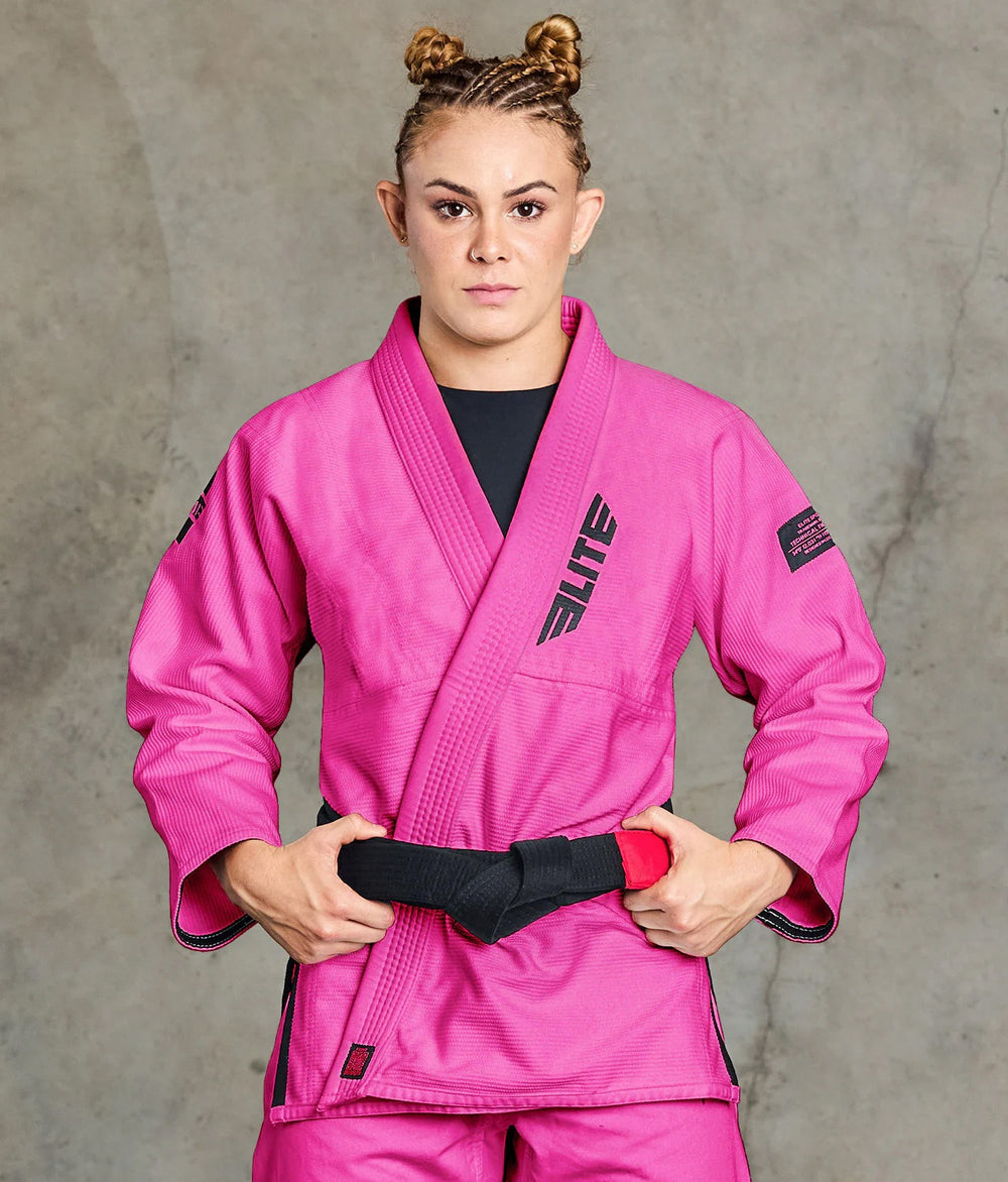 Elite Core Pink Womens BJJ Gi w/ Free Belt, Preshrunk Jiu Jitsu Gi